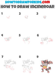 How to Draw Incineroar - Easy Drawing Tutorial For Kids