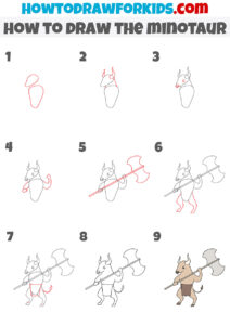 How to Draw the Minotaur - Easy Drawing Tutorial For Kids