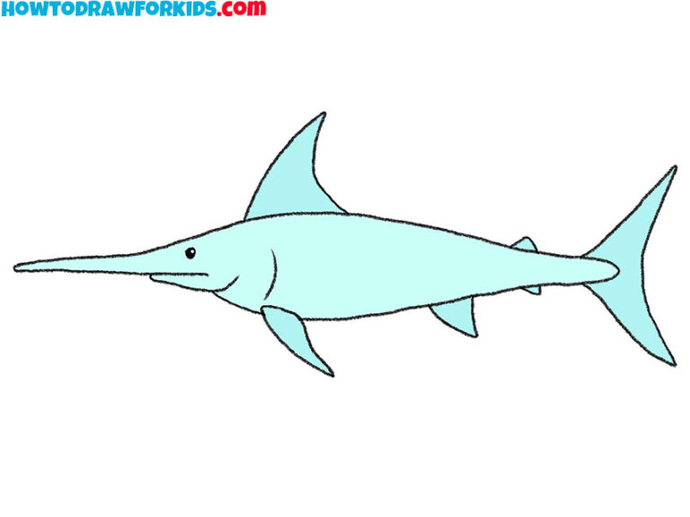 How to Draw a Swordfish - Easy Drawing Tutorial For Kids