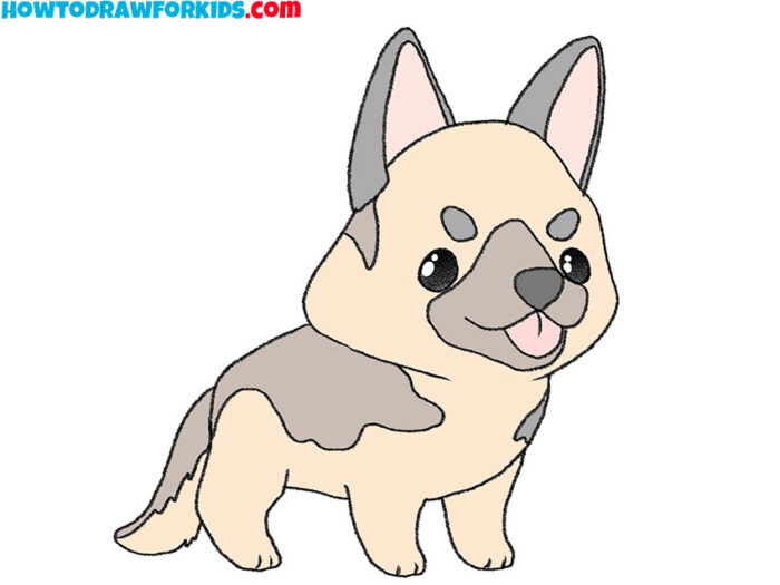 How to Draw a German Shepherd Puppy - Easy Drawing Tutorial