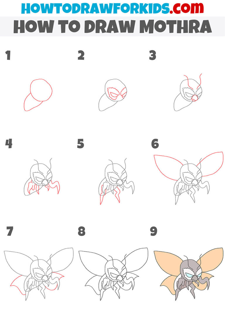How to Draw Mothra - Easy Drawing Tutorial For Kids