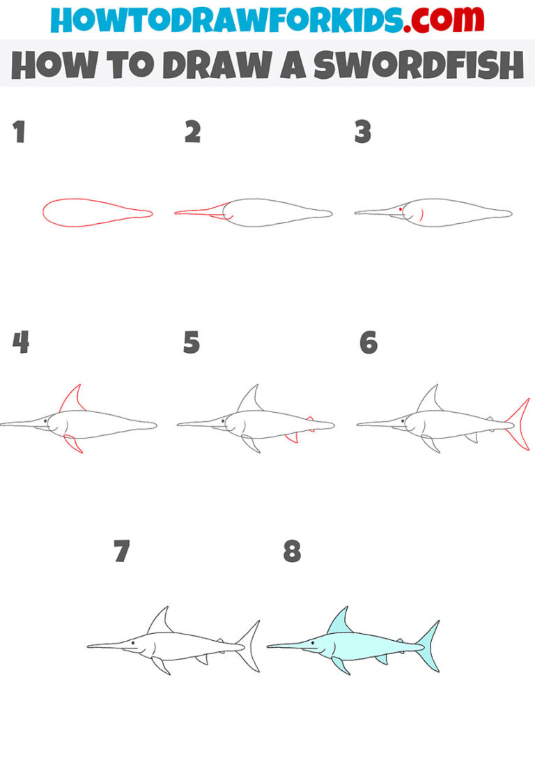 How to Draw a Swordfish - Easy Drawing Tutorial For Kids