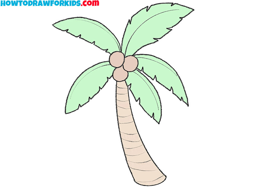 How To Draw A Coconut Tree Easy Drawing Tutorial For Kids