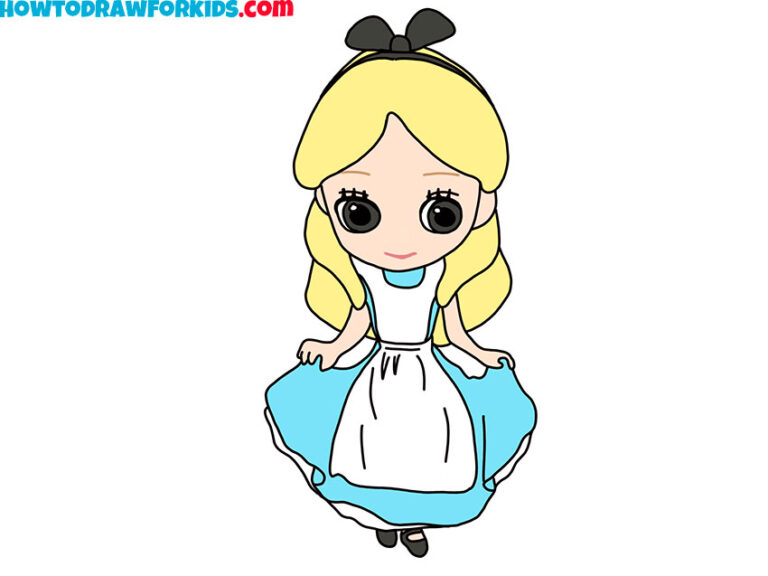 How to Draw Alice in Wonderland - Easy Drawing Tutorial For Kids