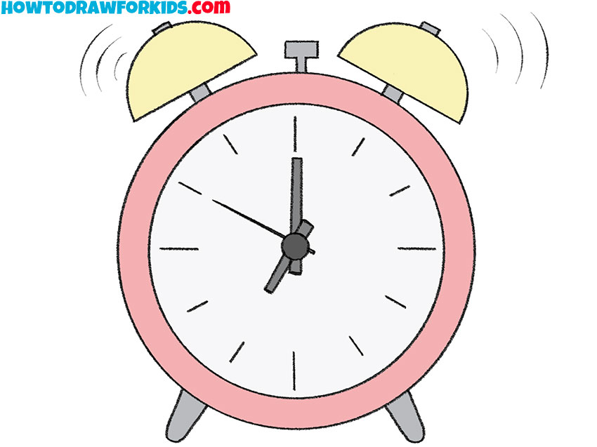 How To Draw An Alarm Clock Easy Drawing Tutorial For Kids