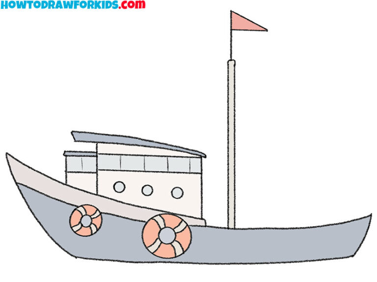 How to Draw a Fishing Boat - Easy Drawing Tutorial For Kids