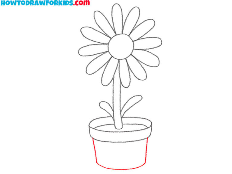 How to Draw a Flower in a Pot - Easy Drawing Tutorial For Kids