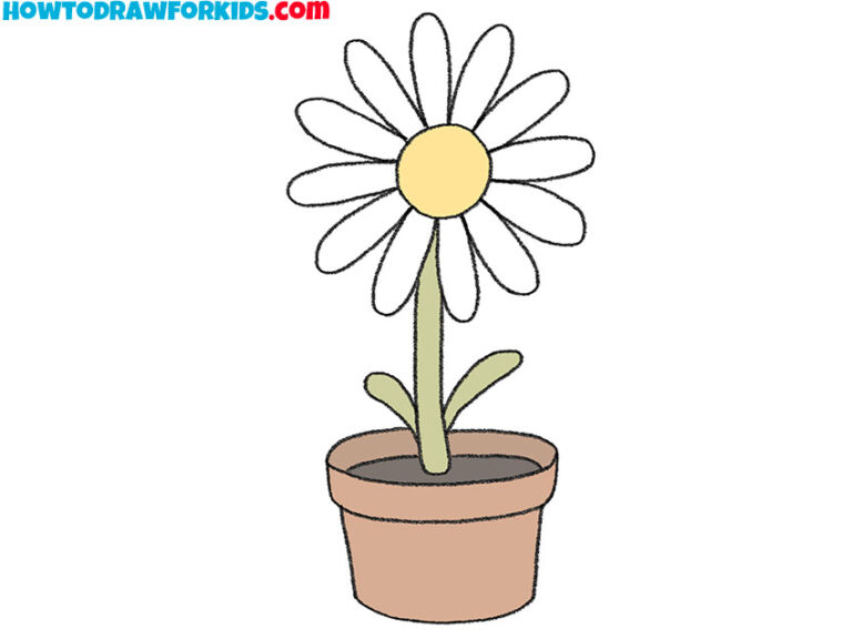 How to Draw a Plant in a Pot - Easy Drawing Tutorial For Kids