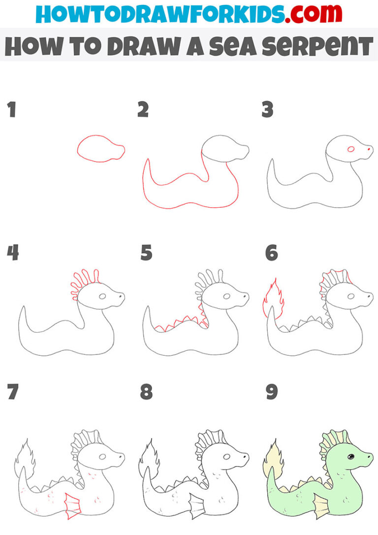 How to Draw a Sea Serpent - Easy Drawing Tutorial For Kids