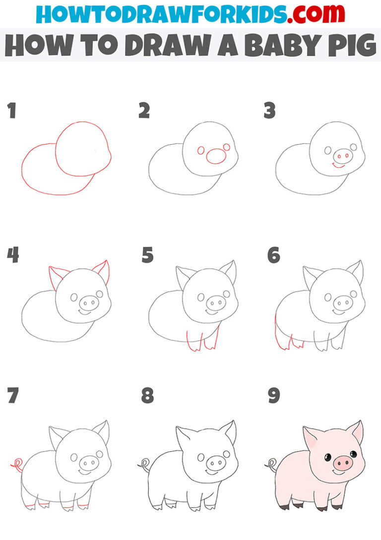 How to Draw a Baby Pig - Easy Drawing Tutorial For Kids
