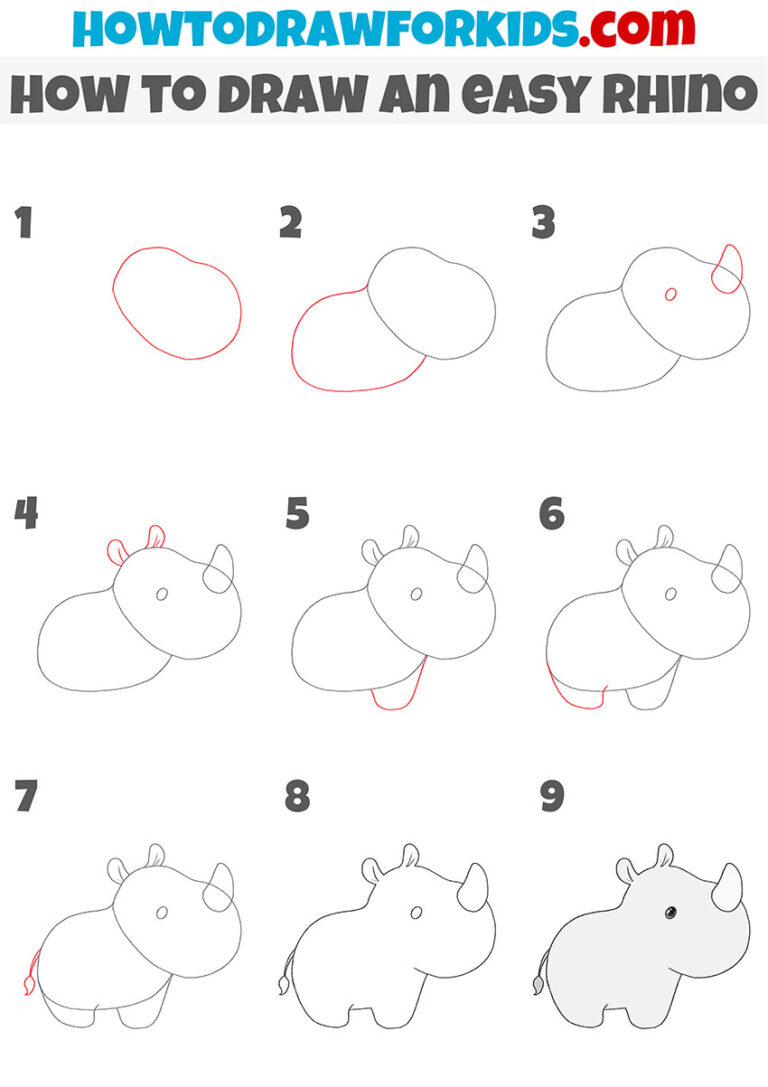 How to Draw a Rhinoceros - Easy Drawing Tutorial For Kids