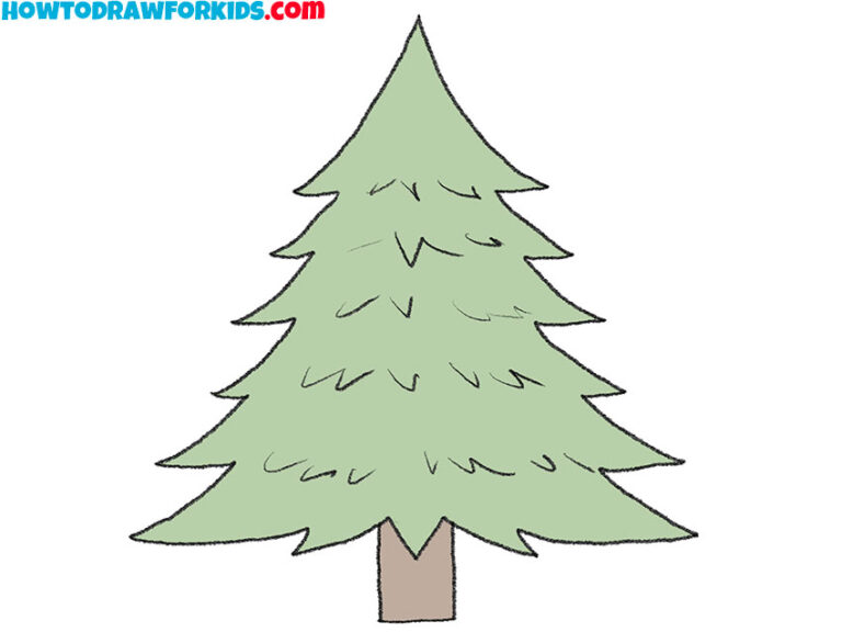 How to Draw an Evergreen Tree - Easy Drawing Tutorial For Kids