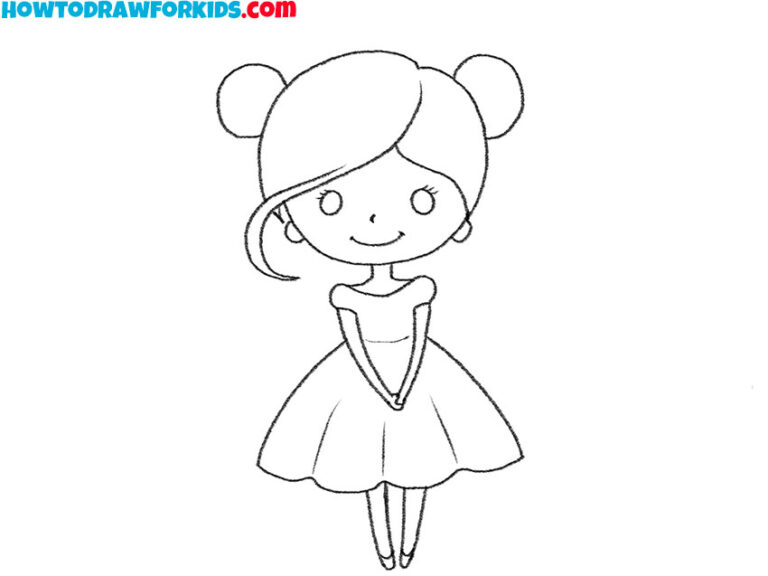 How to Draw a Girl in a Dress - Easy Drawing Tutorial For Kids