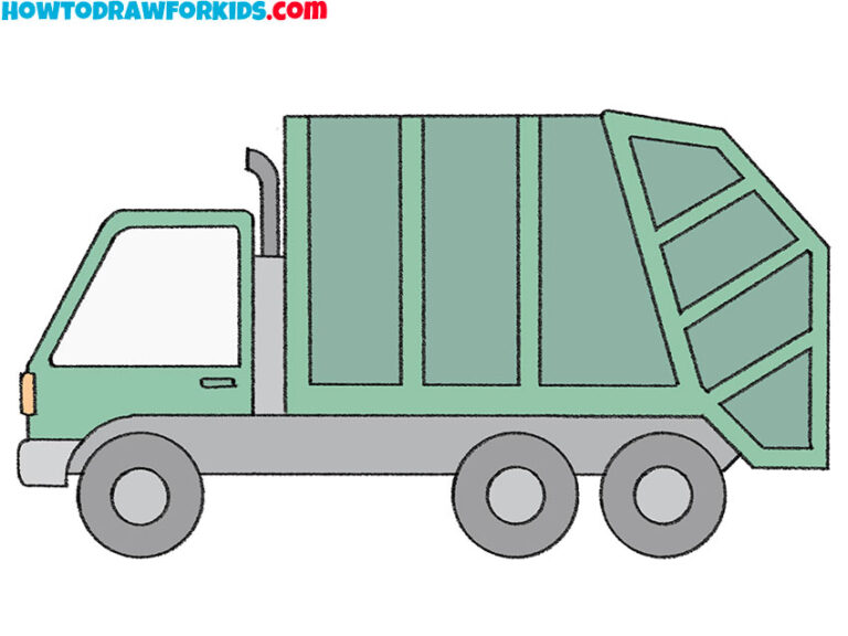 How to Draw a Garbage Truck - Easy Drawing Tutorial For Kids