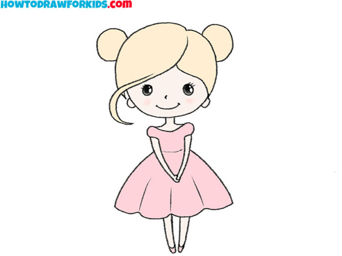 How to Draw a Girl in a Dress - Easy Drawing Tutorial For Kids