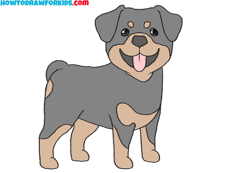 How to Draw a Rottweiler - Easy Drawing Tutorial For Kids