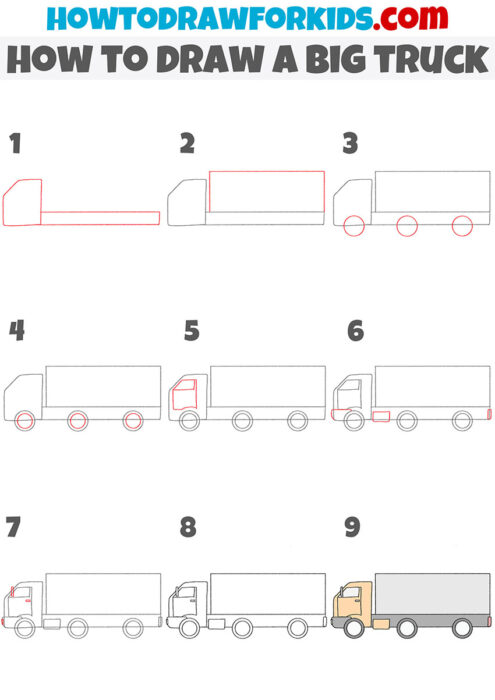 How to Draw a Big Truck - Easy Drawing Tutorial For Kids
