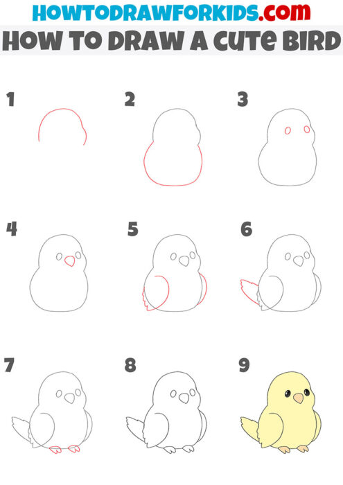 How to Draw a Cute Bird - Easy Drawing Tutorial For Kids
