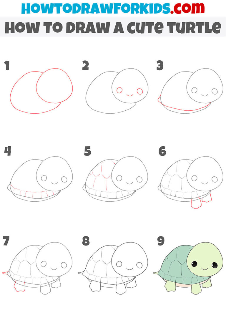 How to Draw a Cute Turtle - Easy Drawing Tutorial For Kids