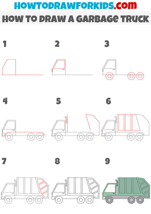 How to Draw a Garbage Truck - Easy Drawing Tutorial For Kids