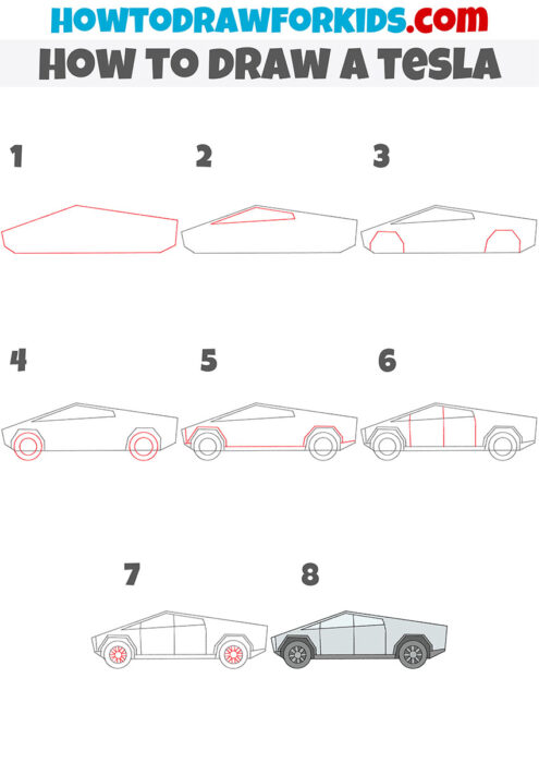 How to Draw a Tesla - Easy Drawing Tutorial For Kids
