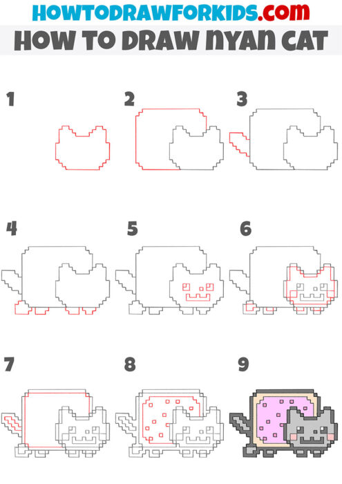 How to Draw Nyan Cat - Easy Drawing Tutorial For Kids