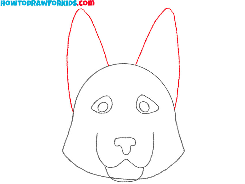 How to Draw a German Shepherd Face - Drawing Tutorial For Kids