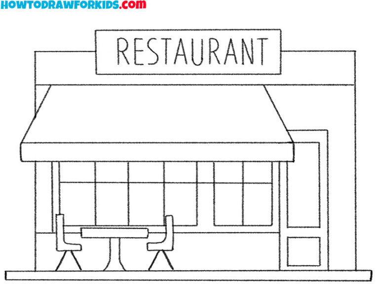 How to Draw a Restaurant - Easy Drawing Tutorial For Kids