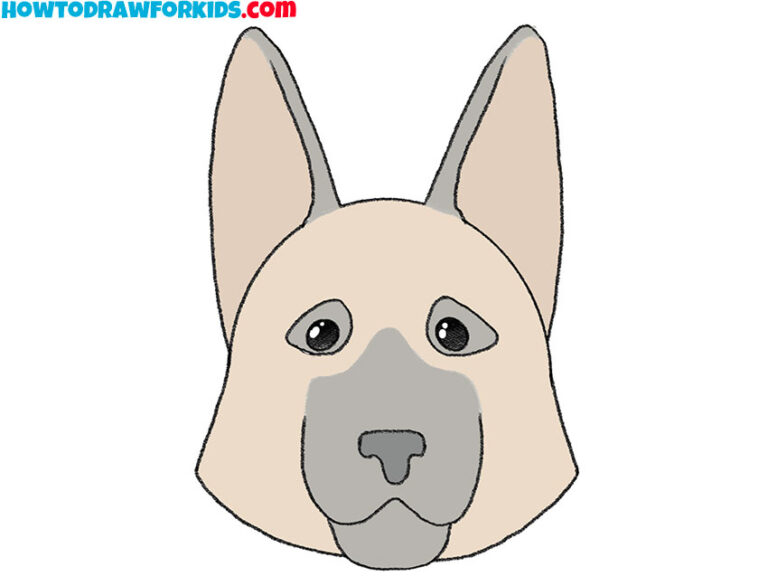 How to Draw a German Shepherd Face - Drawing Tutorial For Kids