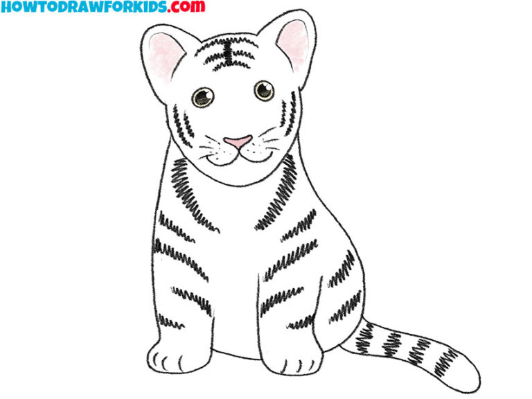 How to Draw a White Tiger - Easy Drawing Tutorial For Kids