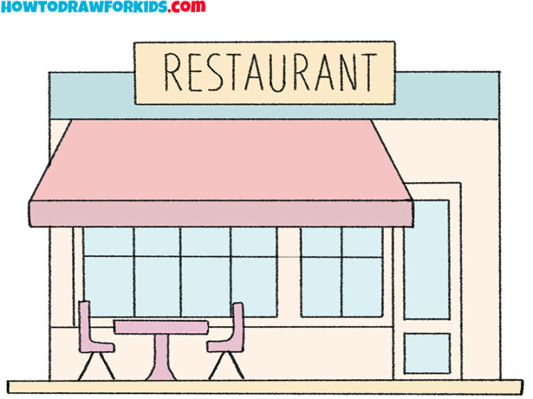 How to Draw a Restaurant - Easy Drawing Tutorial For Kids
