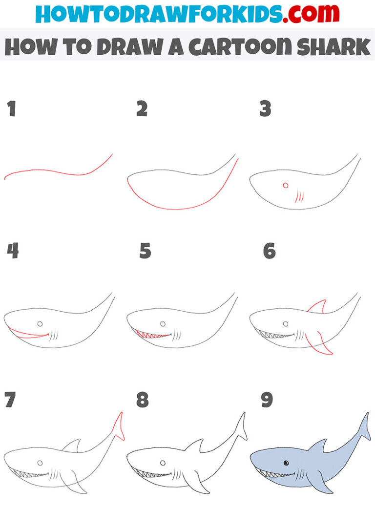 How to Draw a Cartoon Shark - Easy Drawing Tutorial For Kids