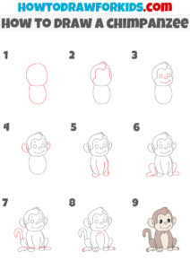 How to Draw a Chimpanzee - Easy Drawing Tutorial For Kids
