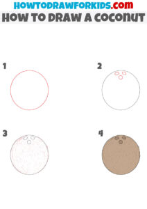 How to Draw a Coconut - Easy Drawing Tutorial For Kids