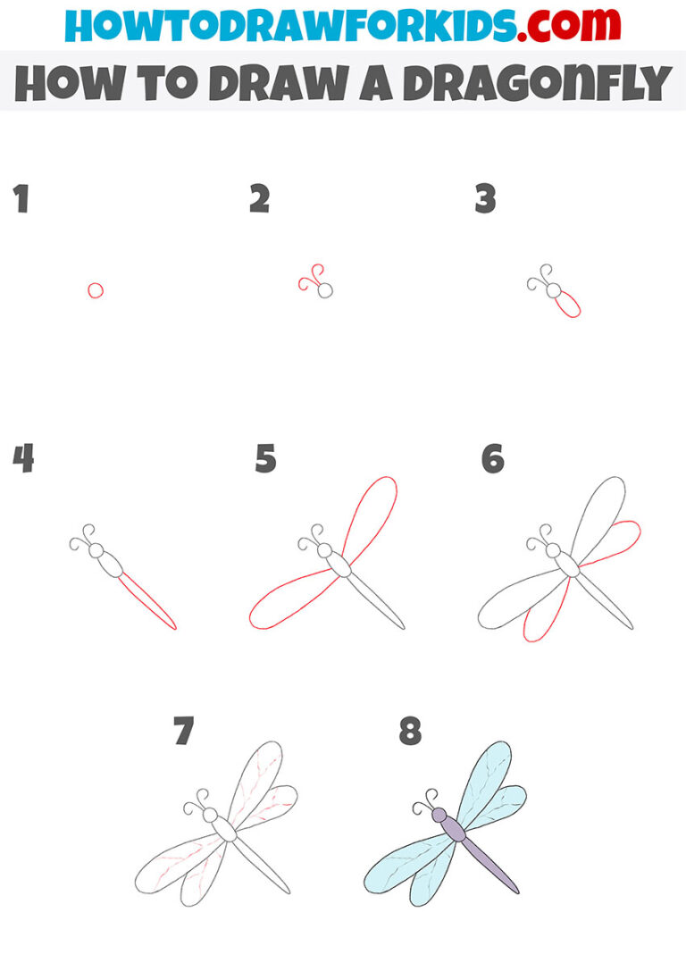 How to Draw a Dragonfly - Easy Drawing Tutorial For Kids