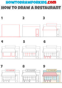 How to Draw a Restaurant - Easy Drawing Tutorial For Kids
