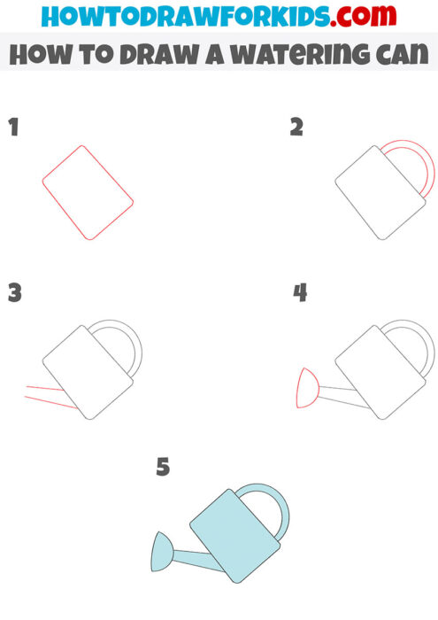 How to Draw a Watering Can Step by Step - Easy Drawing Tutorial