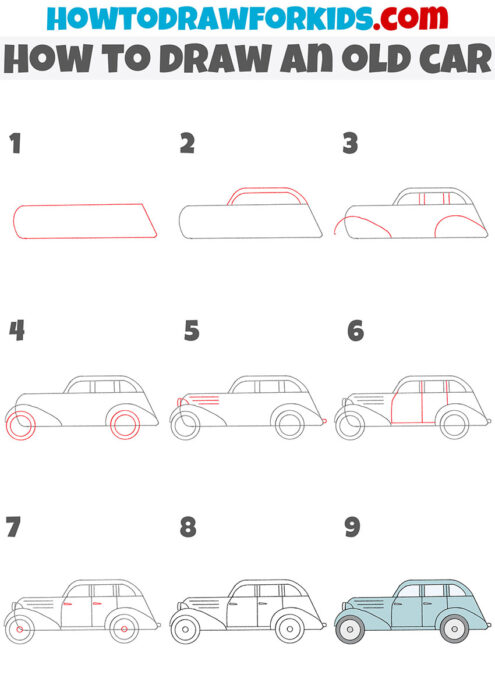 How to Draw an Old Car - Easy Drawing Tutorial For Kids