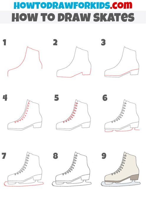 How to Draw Skates - Easy Drawing Tutorial For Kids