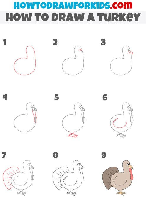 How to Draw a Turkey - Easy Drawing Tutorial For Kids