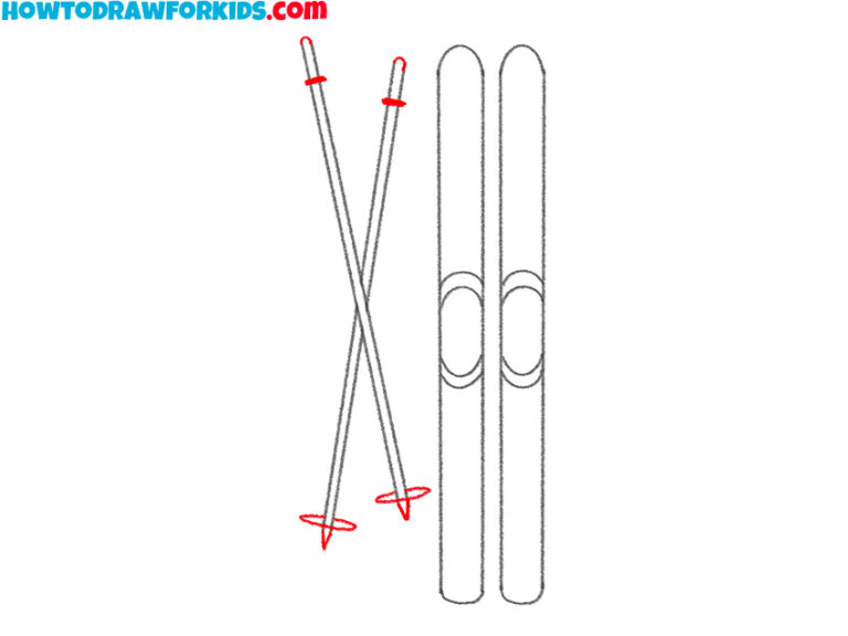How to Draw Skis - Easy Drawing Tutorial For Kids