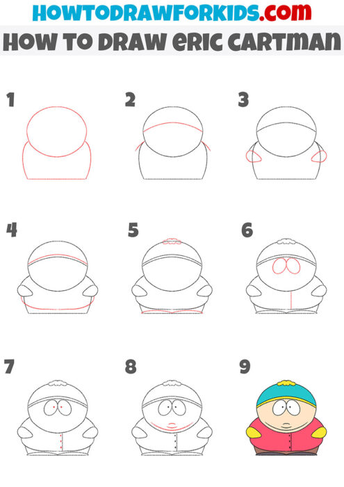 How to Draw Eric Cartman - Easy Drawing Tutorial For Kids