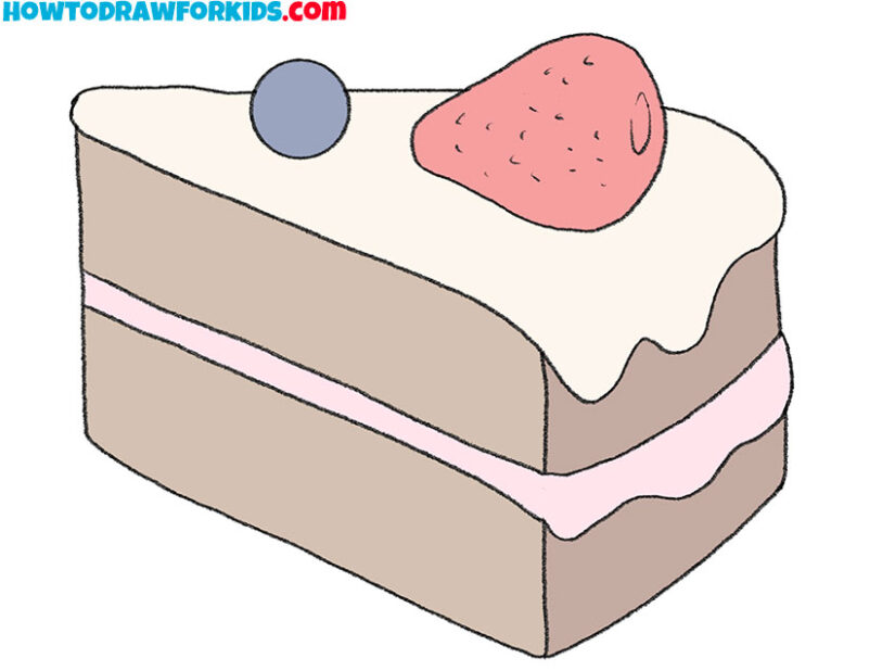 How to Draw a Piece of Cake - Easy Drawing Tutorial For Kids
