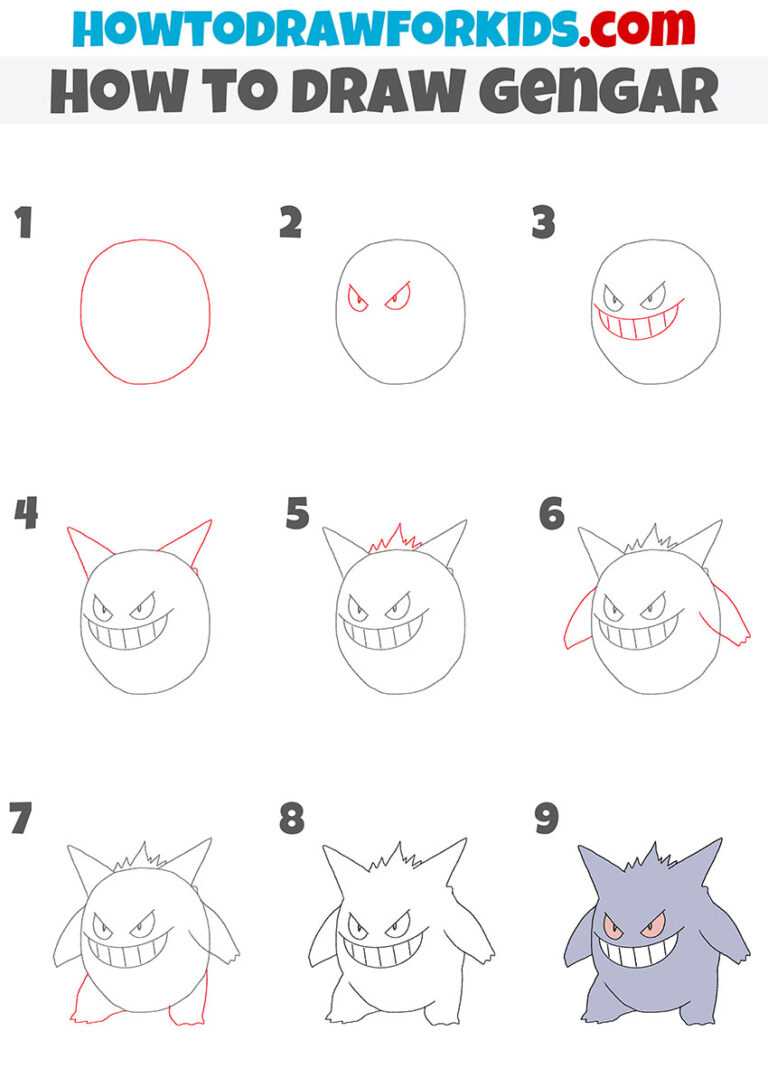 How to Draw Gengar - Easy Drawing Tutorial For Kids