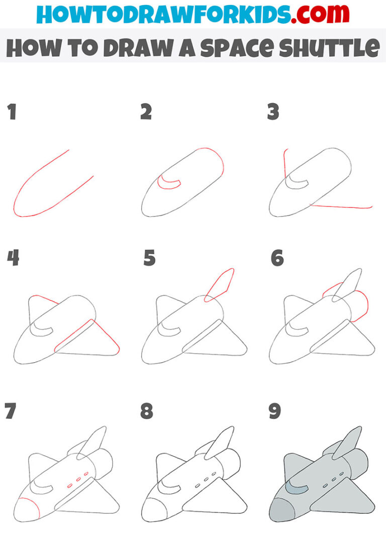 How to Draw a Space Shuttle - Easy Drawing Tutorial For Kids