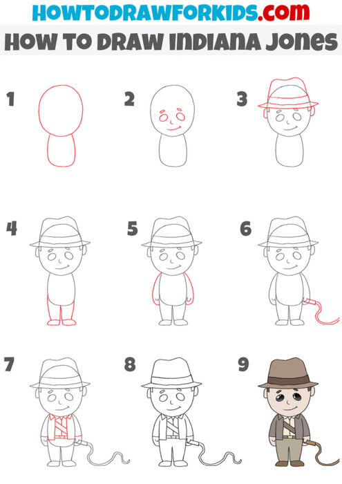 How to Draw Indiana Jones - Easy Drawing Tutorial For Kids