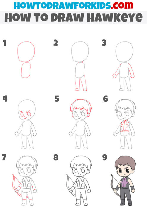 How to Draw Hawkeye - Easy Drawing Tutorial For Kids