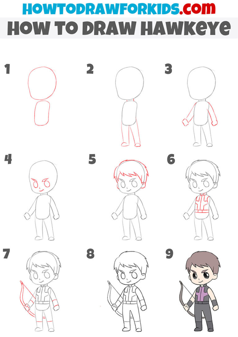 How to Draw Hawkeye - Easy Drawing Tutorial For Kids