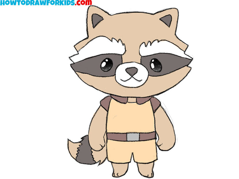 How to Draw Rocket Raccoon - Easy Drawing Tutorial For Kids