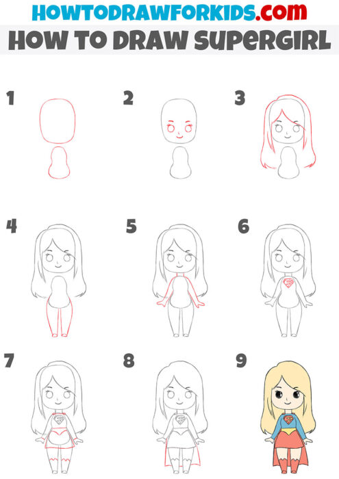 How to Draw Supergirl - Easy Drawing Tutorial For Kids